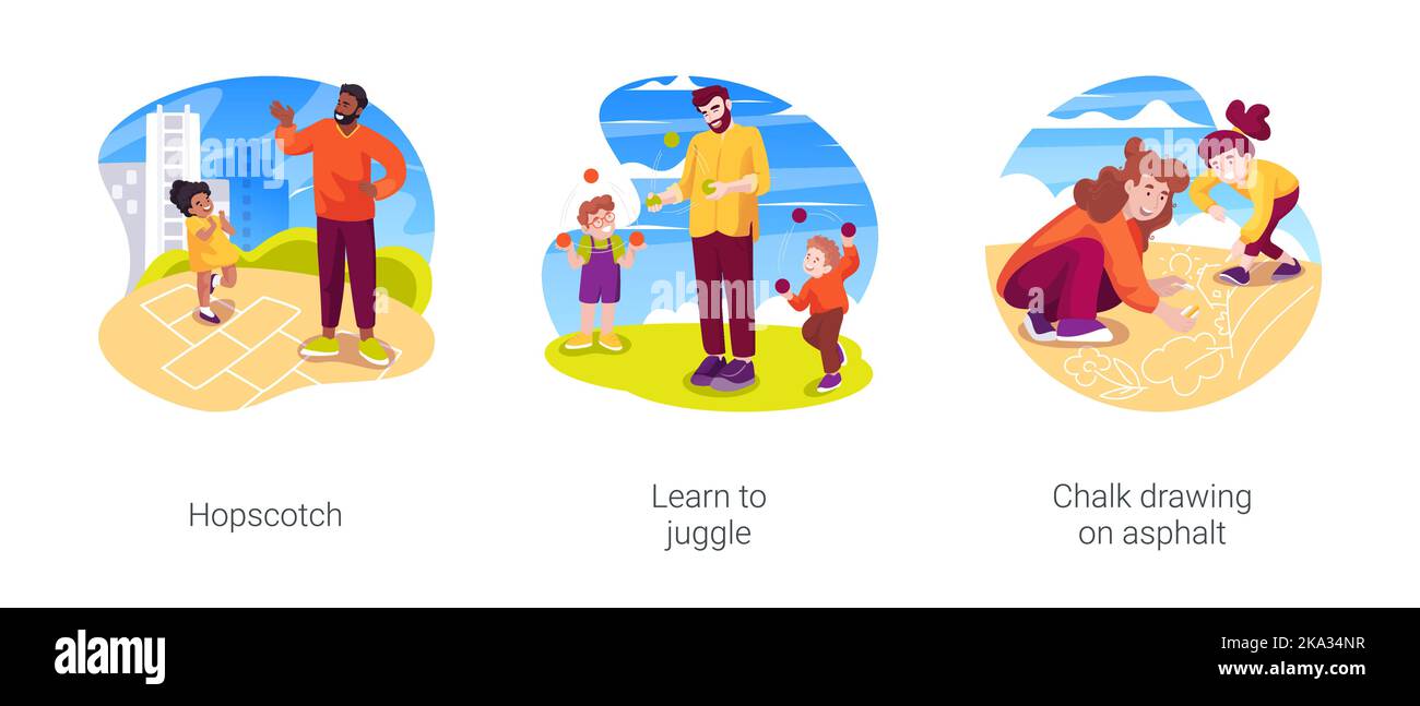 Outdoor activities for kids isolated cartoon vector illustration set ...