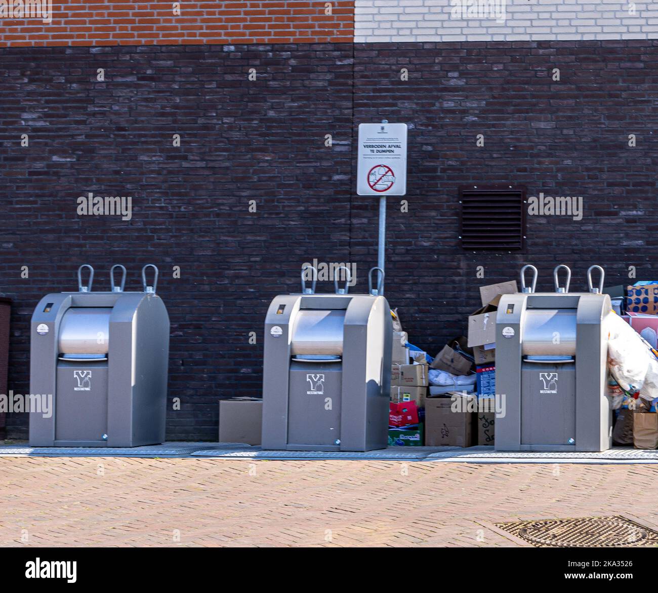 A closeup of garbage disposal containers in Roermond, Netherlands Stock ...