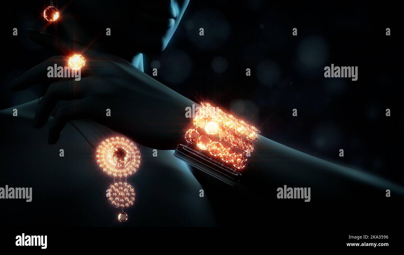 jewelry backdrop - gold choker ring bracelet and eardrop with red ruby ...