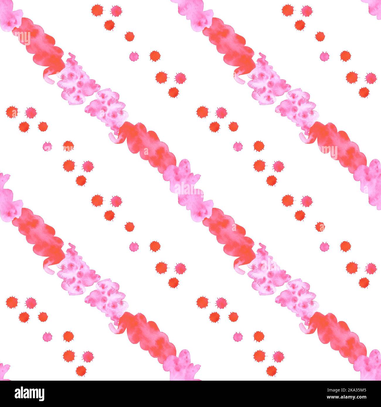 Hand drawn Watercolor pink abstract spots seamless pattern on the white ...