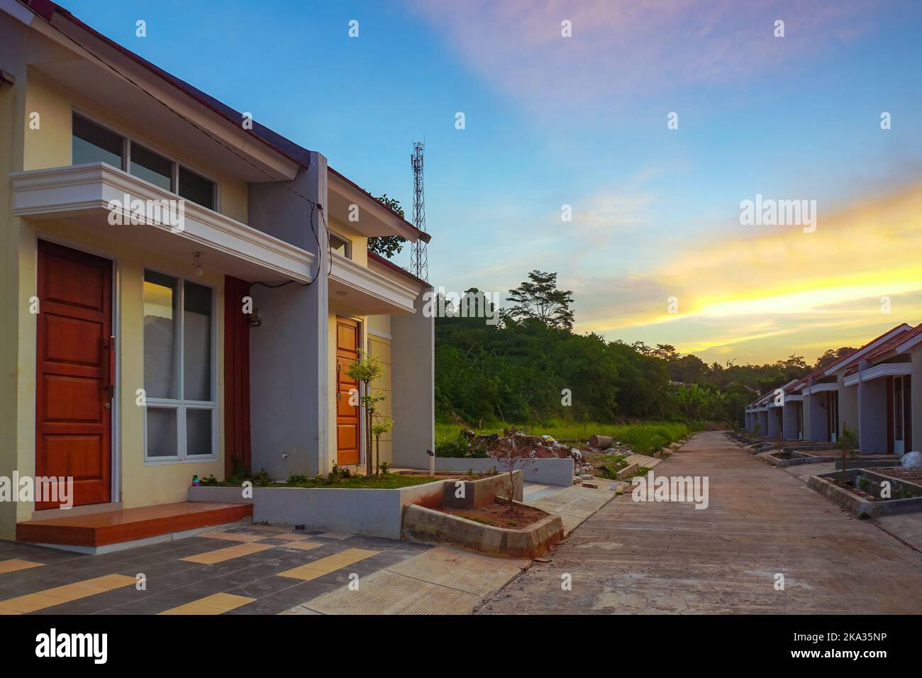 New home and modern residential with house development construction ...