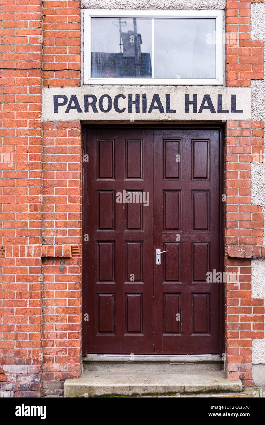 Sign above the door of a Parochial Hall, Castlederg, Northern Ireland ...