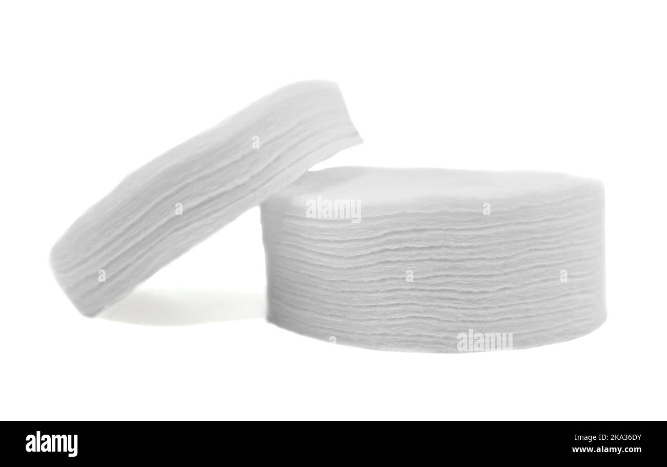 Cotton pads on a white background close-up. Cotton wool. Facial care ...