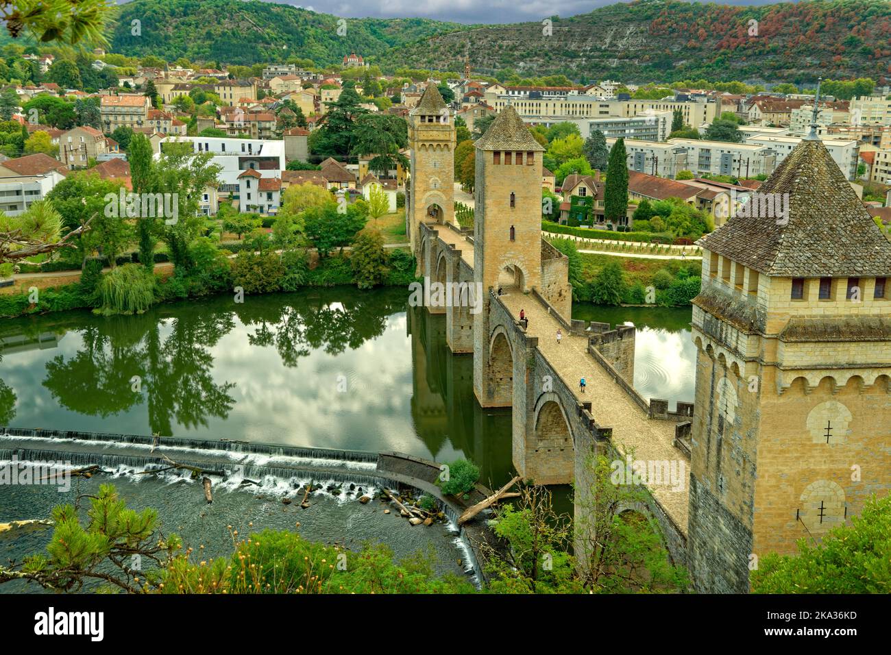 The Pont Valentré across the River Lot at Cahors in the Occitanie ...