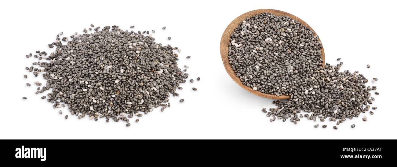 Chia seeds isolated on white background with full depth of field Stock ...