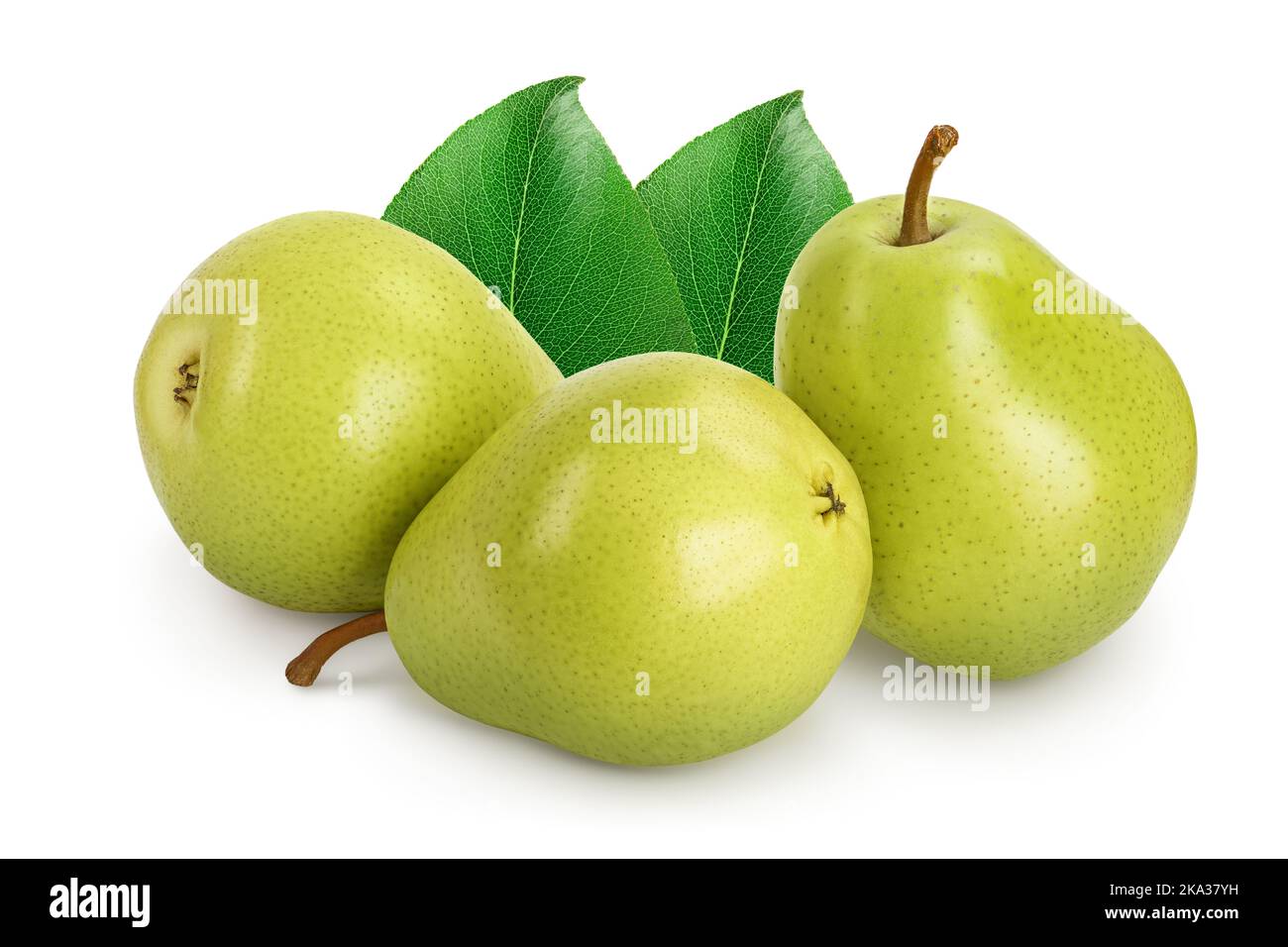 Green pear fruit isolated on white background with full depth of field ...