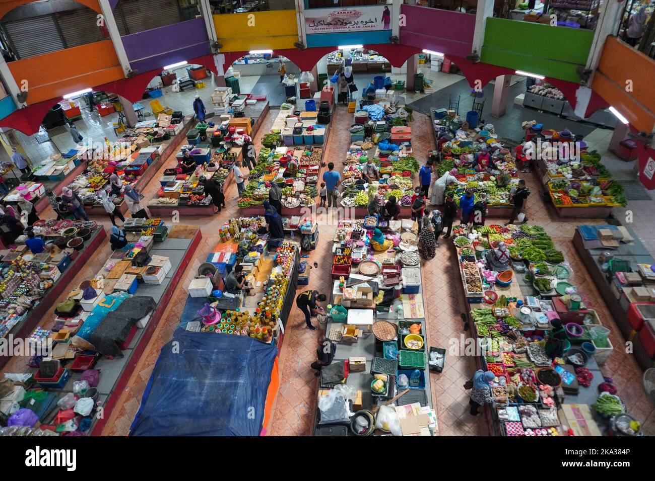 A view of the local bazaar (known as morning market) which is full of ...