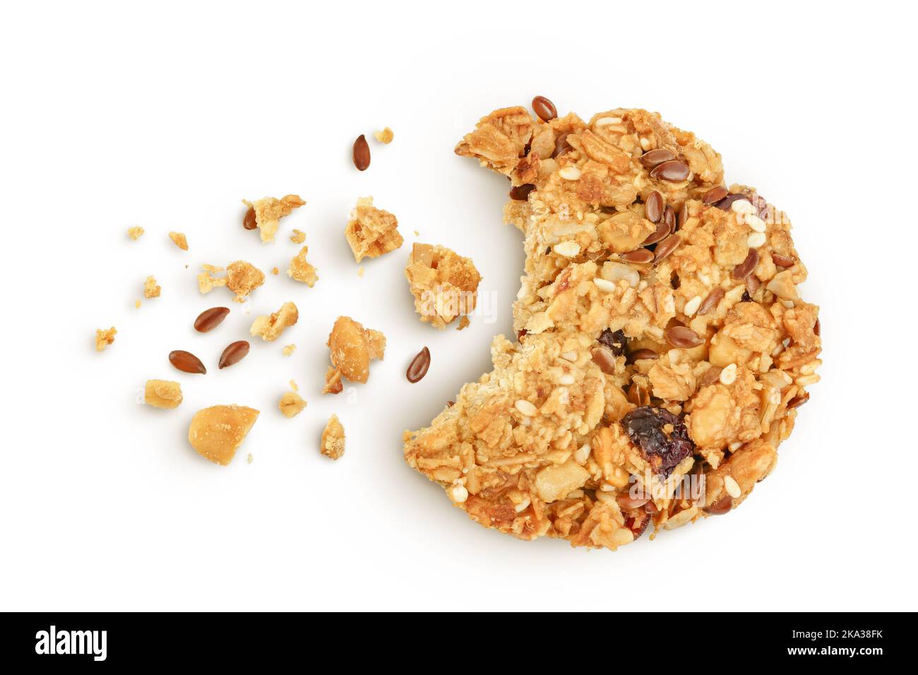 Granola cookie isolated on white background with full depth of field ...