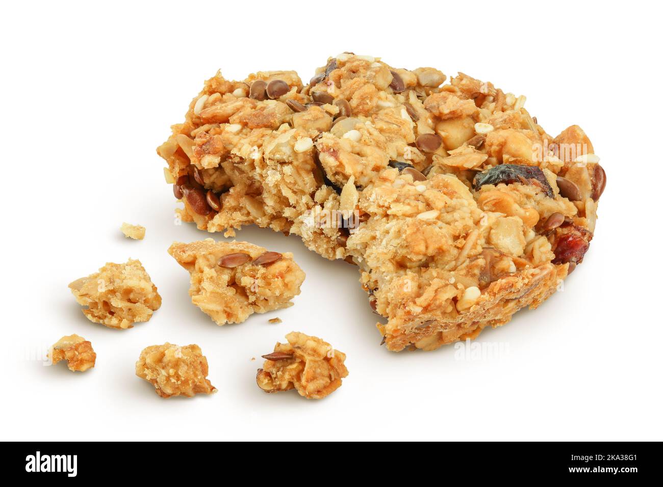 Granola cookie isolated on white background with full depth of field ...