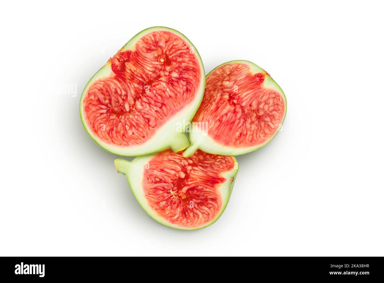 Ripe green fig fruit isolated on white background with full depth of ...