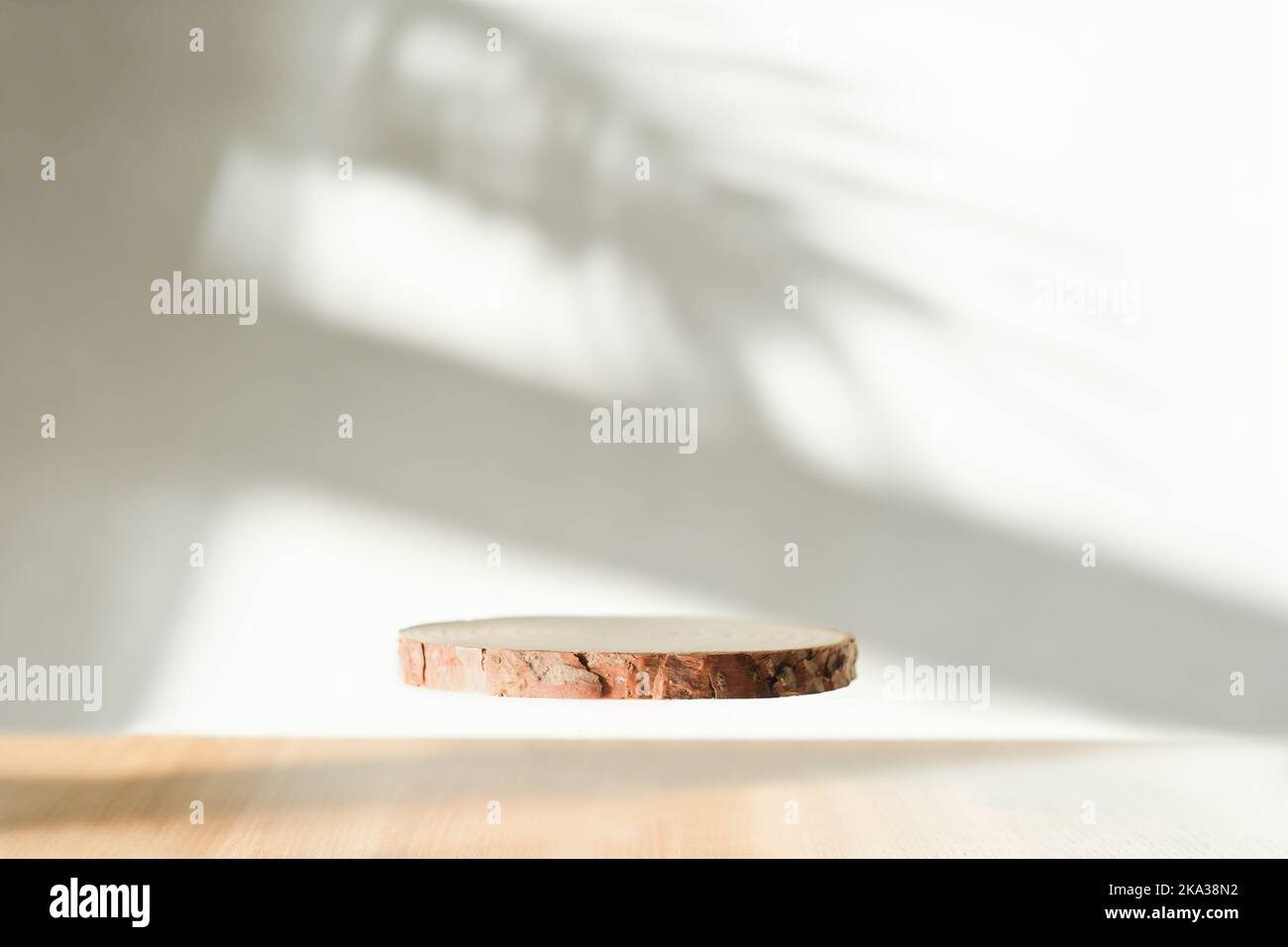 Levitating flying podium with shadows on background. Abstract podium ...