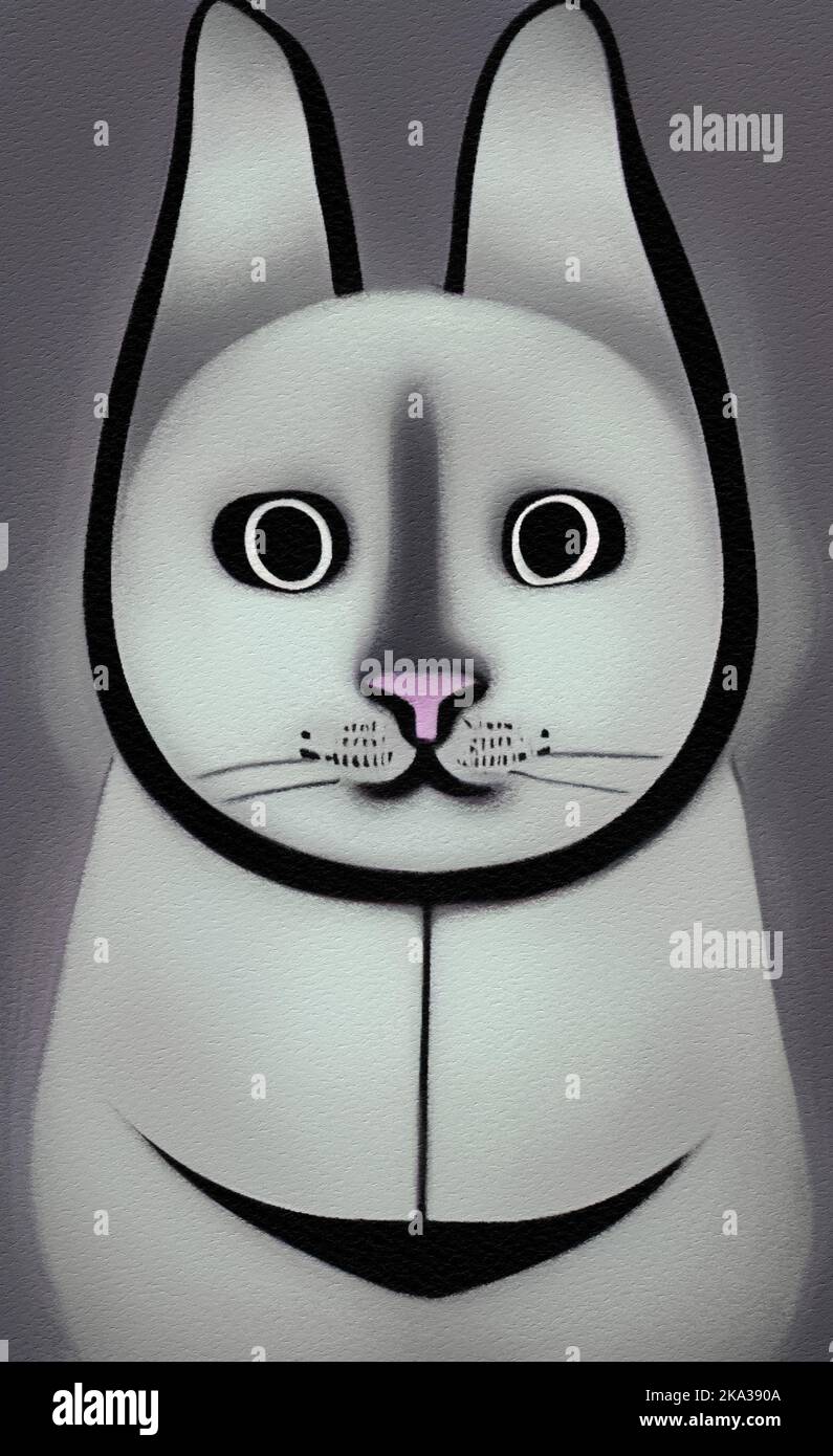 Funny fat gray kitten illustration Stock Photo - Alamy