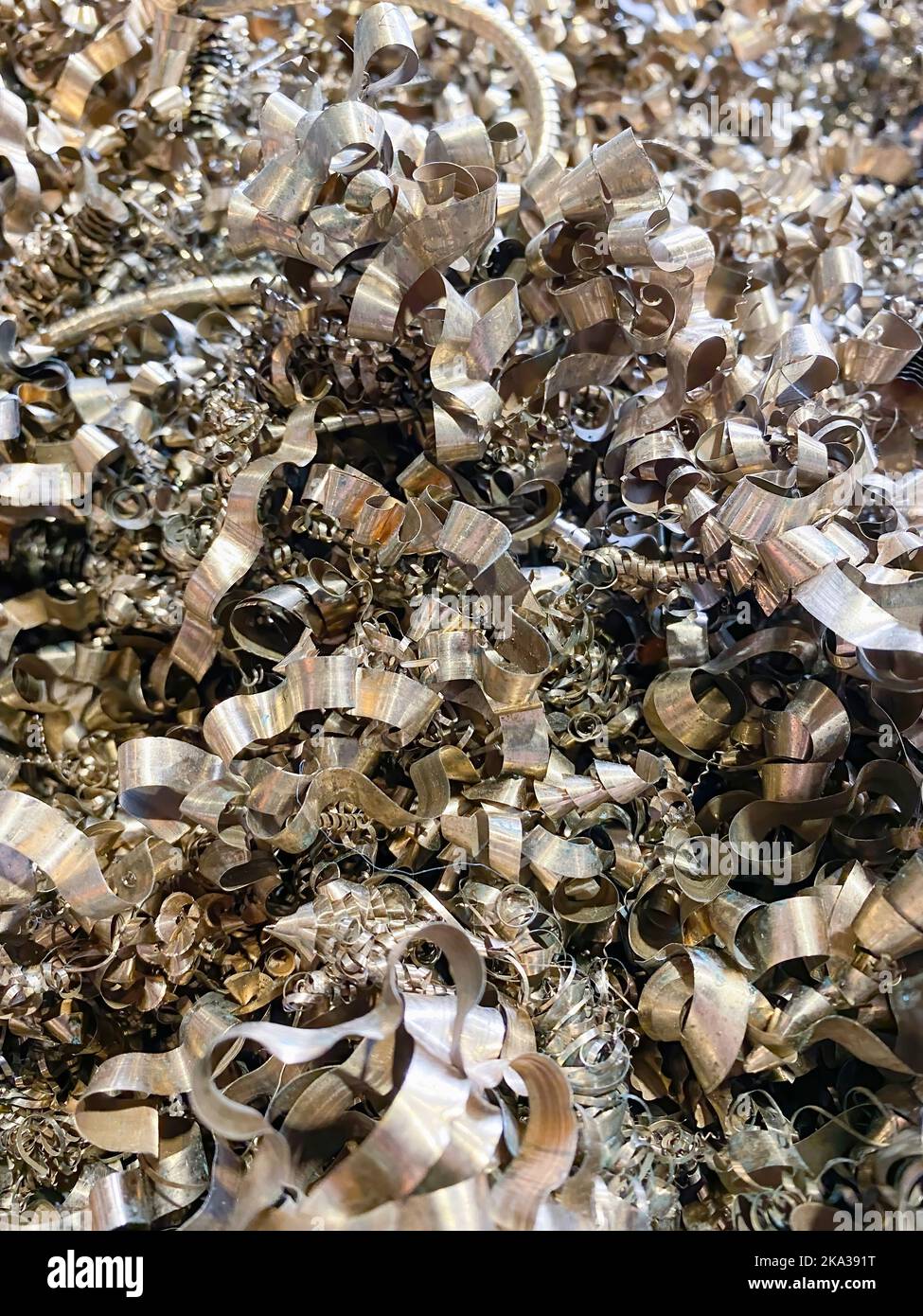 Bronze scrap swarf ready to be recycled. High Quality Image Stock Photo ...