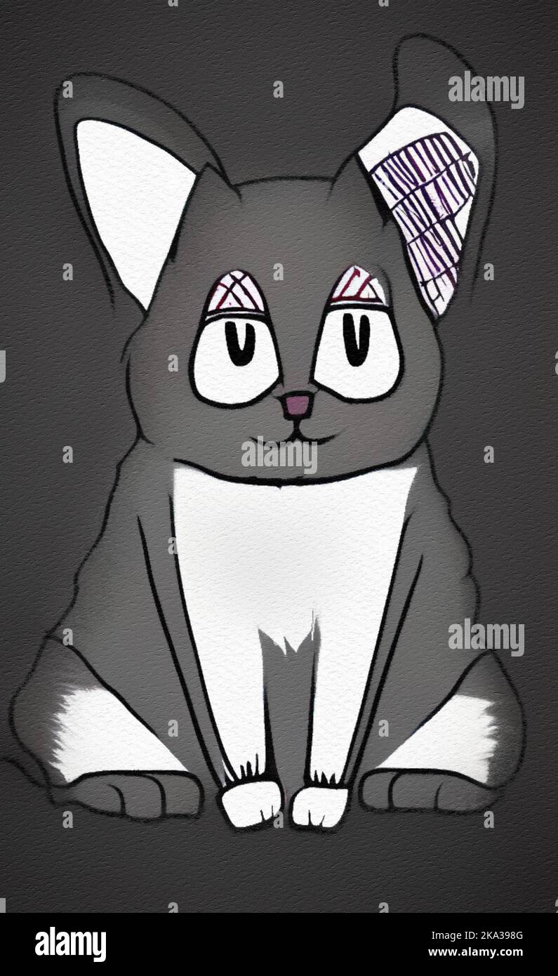 Funny fat gray kitten illustration Stock Photo - Alamy