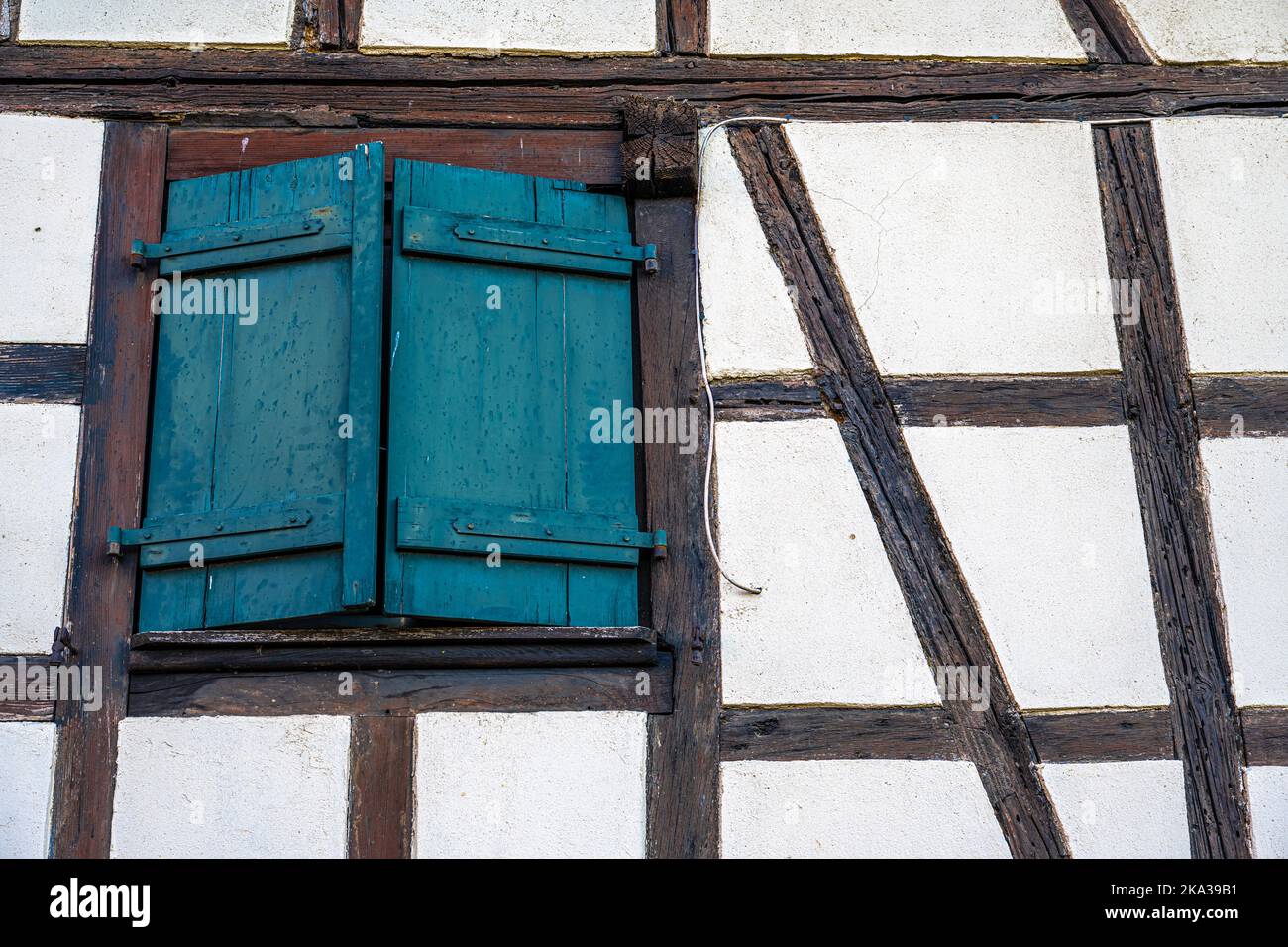 Window in Tudor Style House in Alsace, France Stock Photo - Alamy