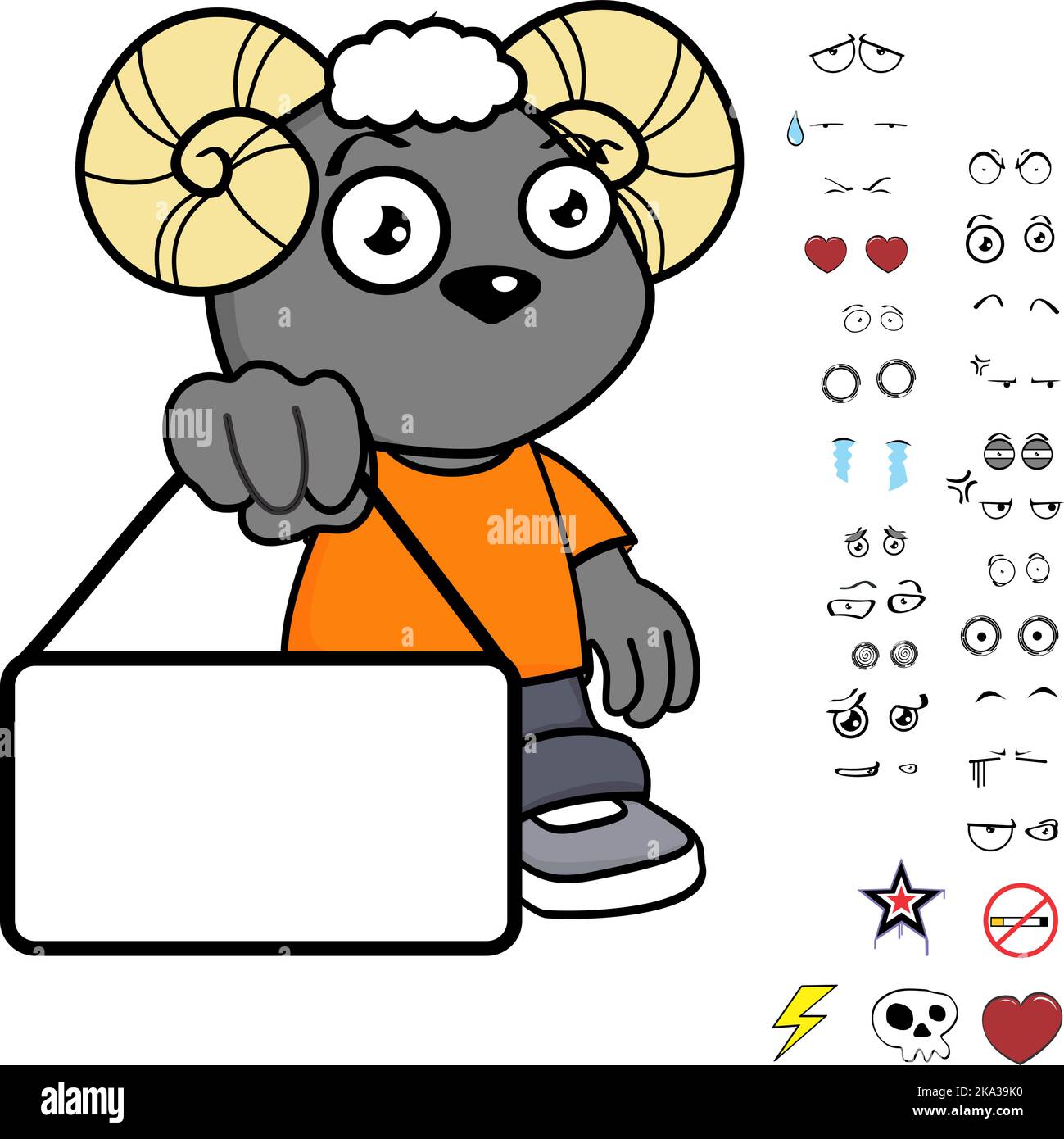billboard ram young kid character cartoon kawaii expressions set pack ...
