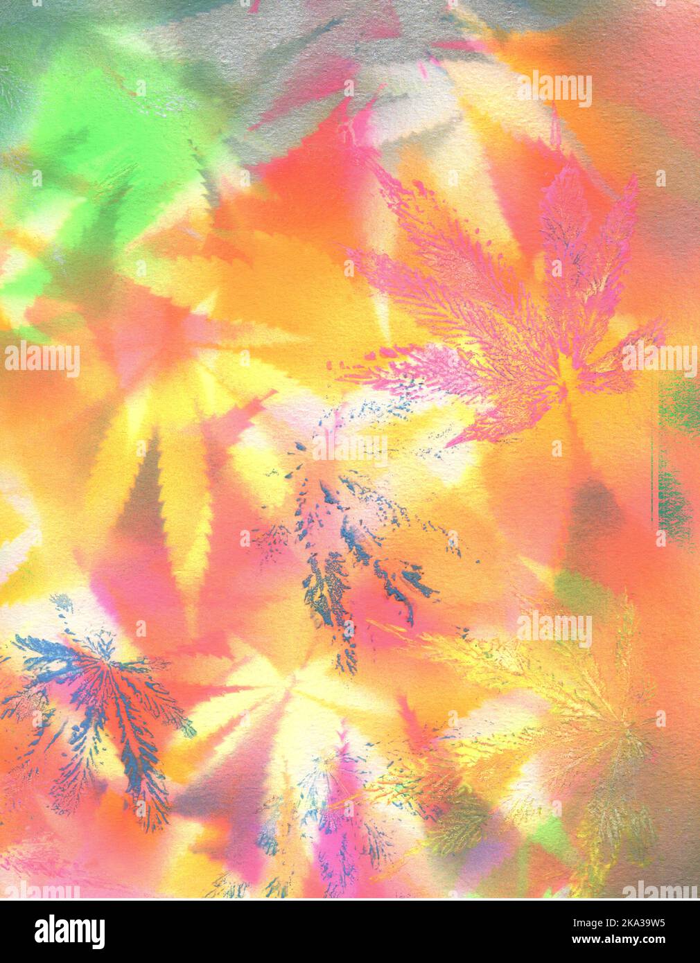 Fluorescent acrylic texture of marijuana leaves. Ganja background ...