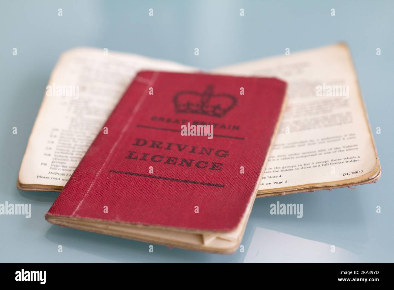 Red linen bound Uk Driving Licence early 1970's Stock Photo - Alamy