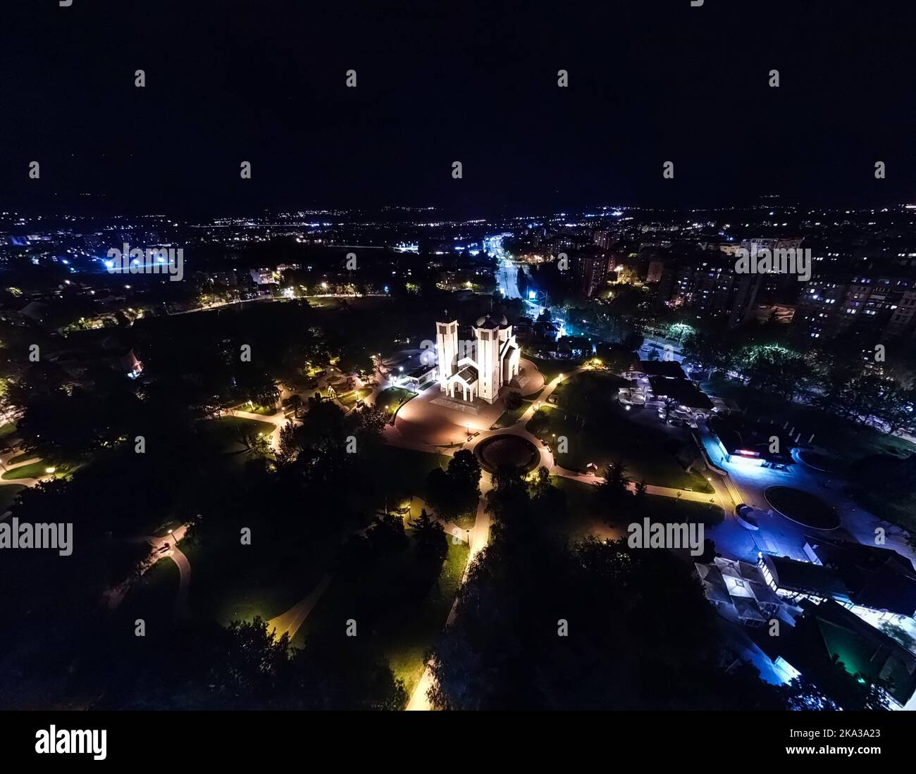 An aerial view of the Church of the Holy Emperor Constantine and ...