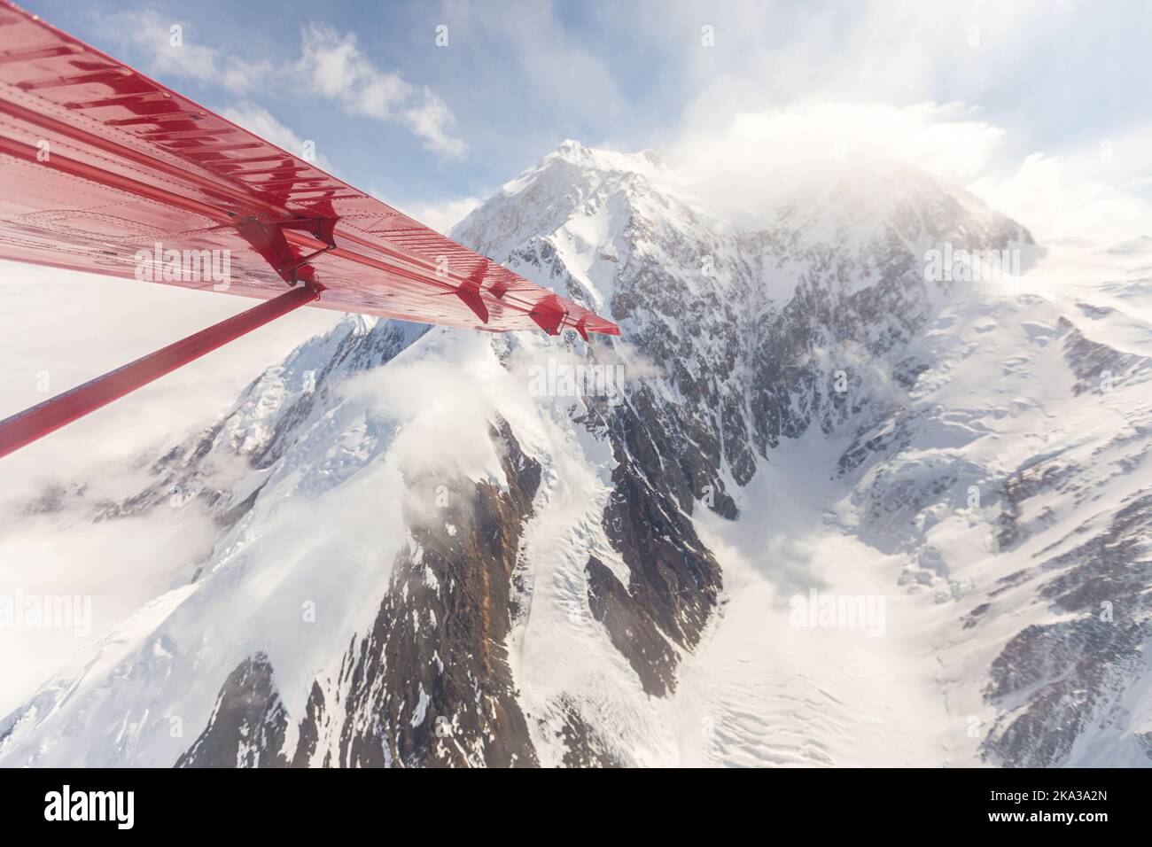 Alaska Range Denali Airplane Wing Tour Stock Photo - Alamy