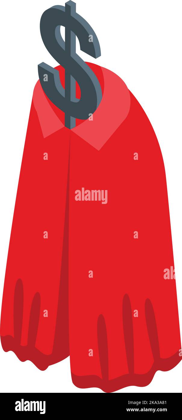 Red sale cloak icon isometric vector. Hero cape. Super mantle Stock ...