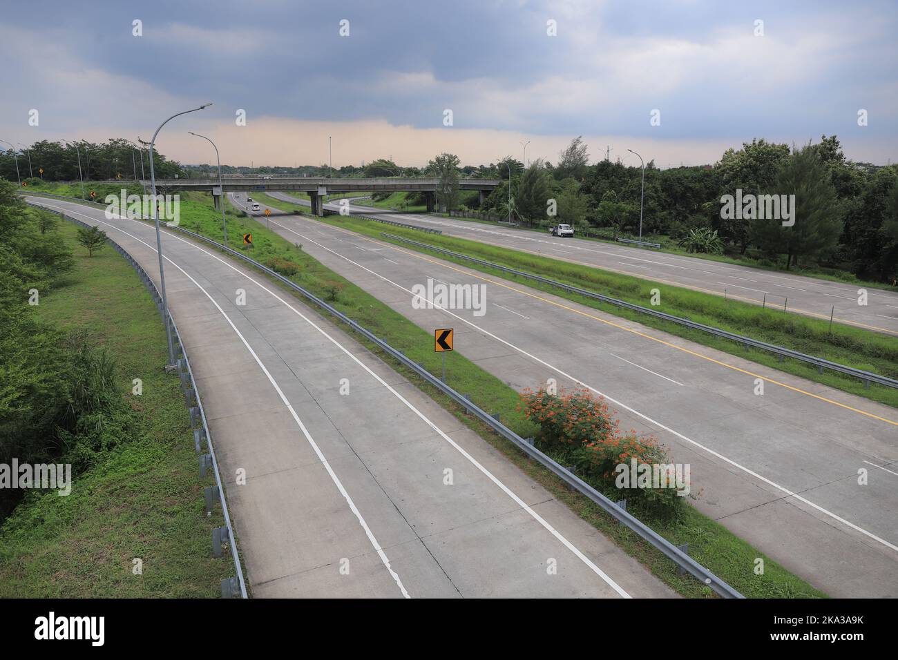 An aerial view of toll roads in the East Java region of Indonesia Stock ...