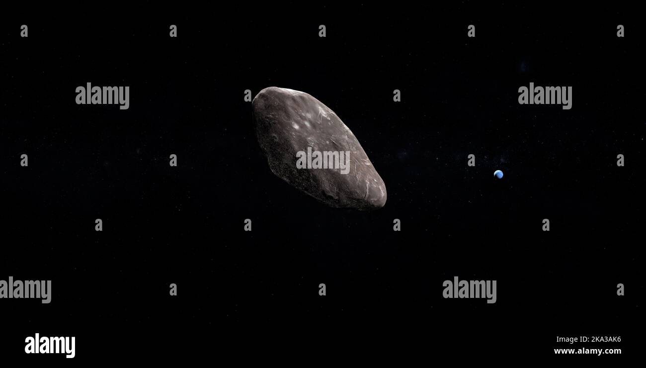 Varuna, trans-Neptunian object, with Neptune at background Stock Photo ...