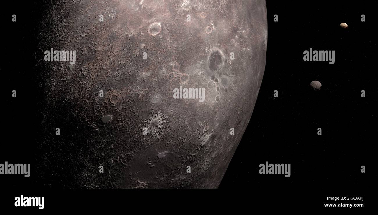 Varuna surface, trans-Neptunian object, with Pluto planet and asteroid ...