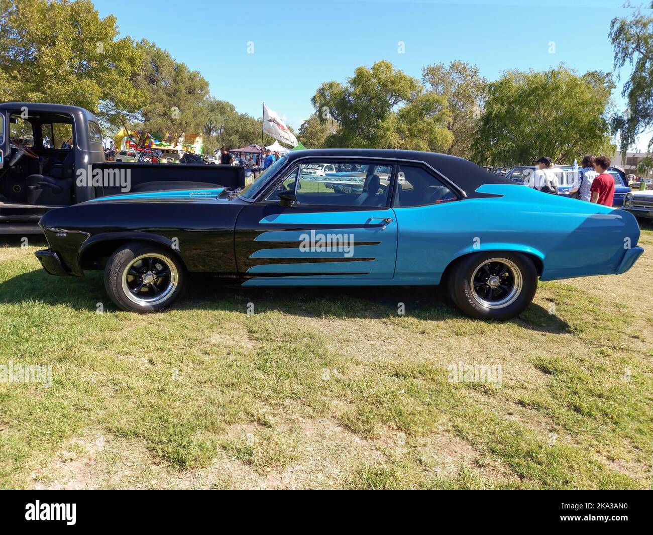 old black and blue sporty Chevrolet Chevy II Nova 350 coupe 1970s in ...