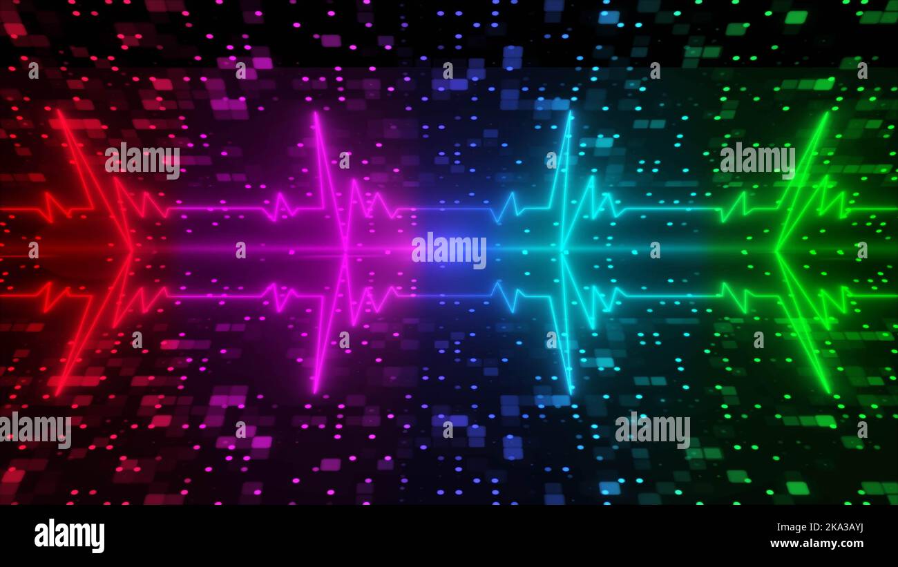 Futuristic technology background - multicolour frequency lines and ...