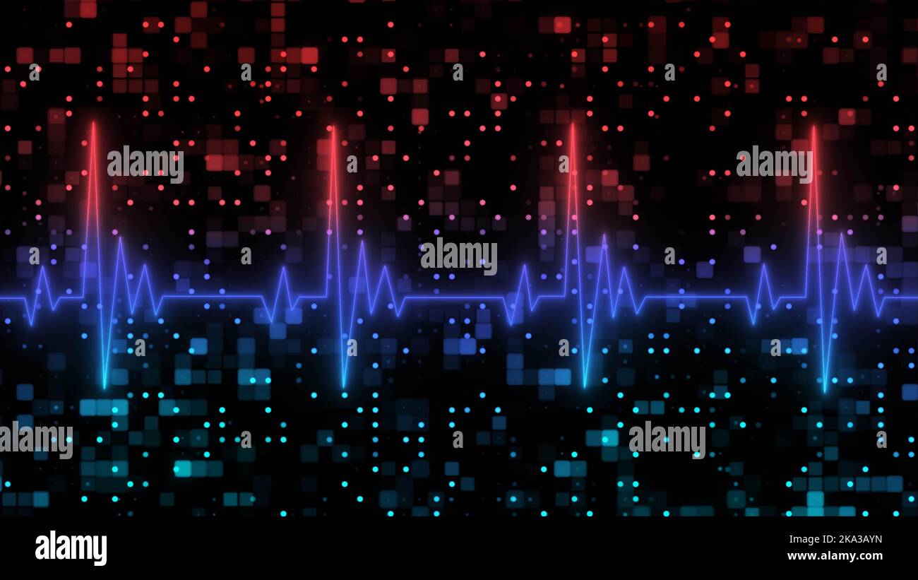 Futuristic technology background - multicolour frequency lines and ...