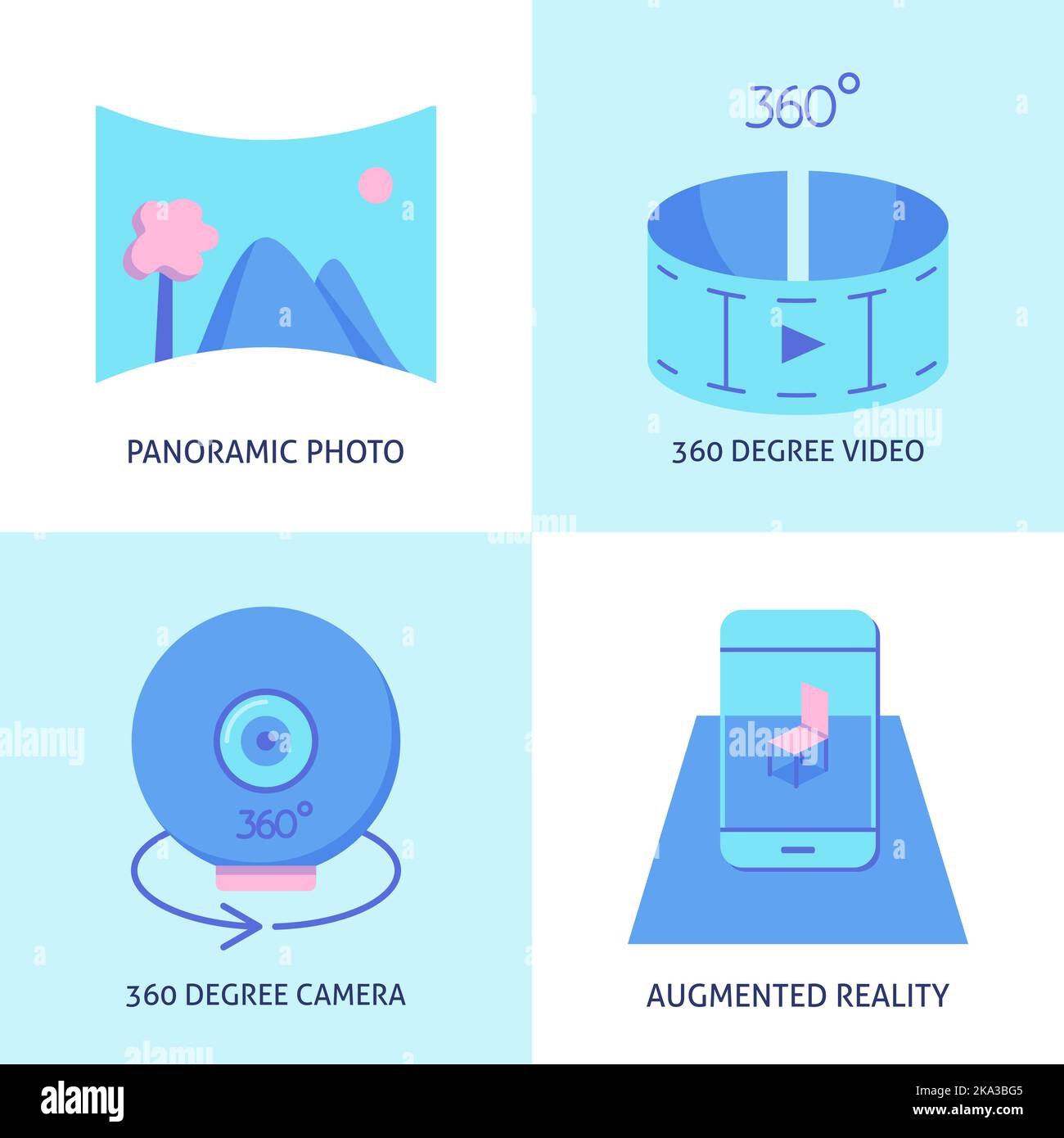Virtual reality icon set in flat style. Modern technology symbols ... Virtual reality icon set in flat style. Modern technology symbols ...