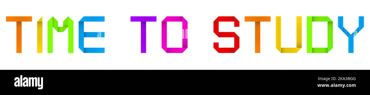 Concept or conceptual paper origami font forming TIME TO STUDY text ...