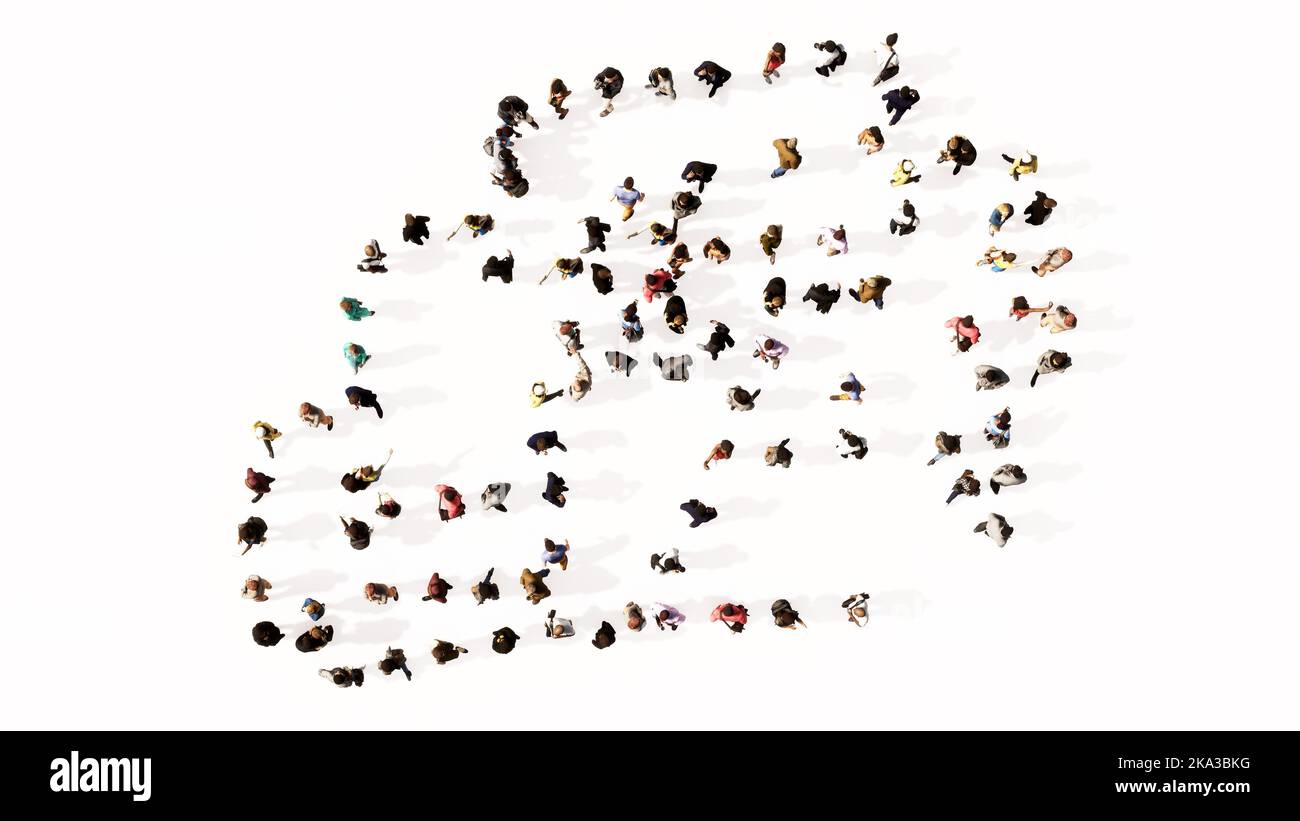 Concept or conceptual large community of people forming the image of a ...