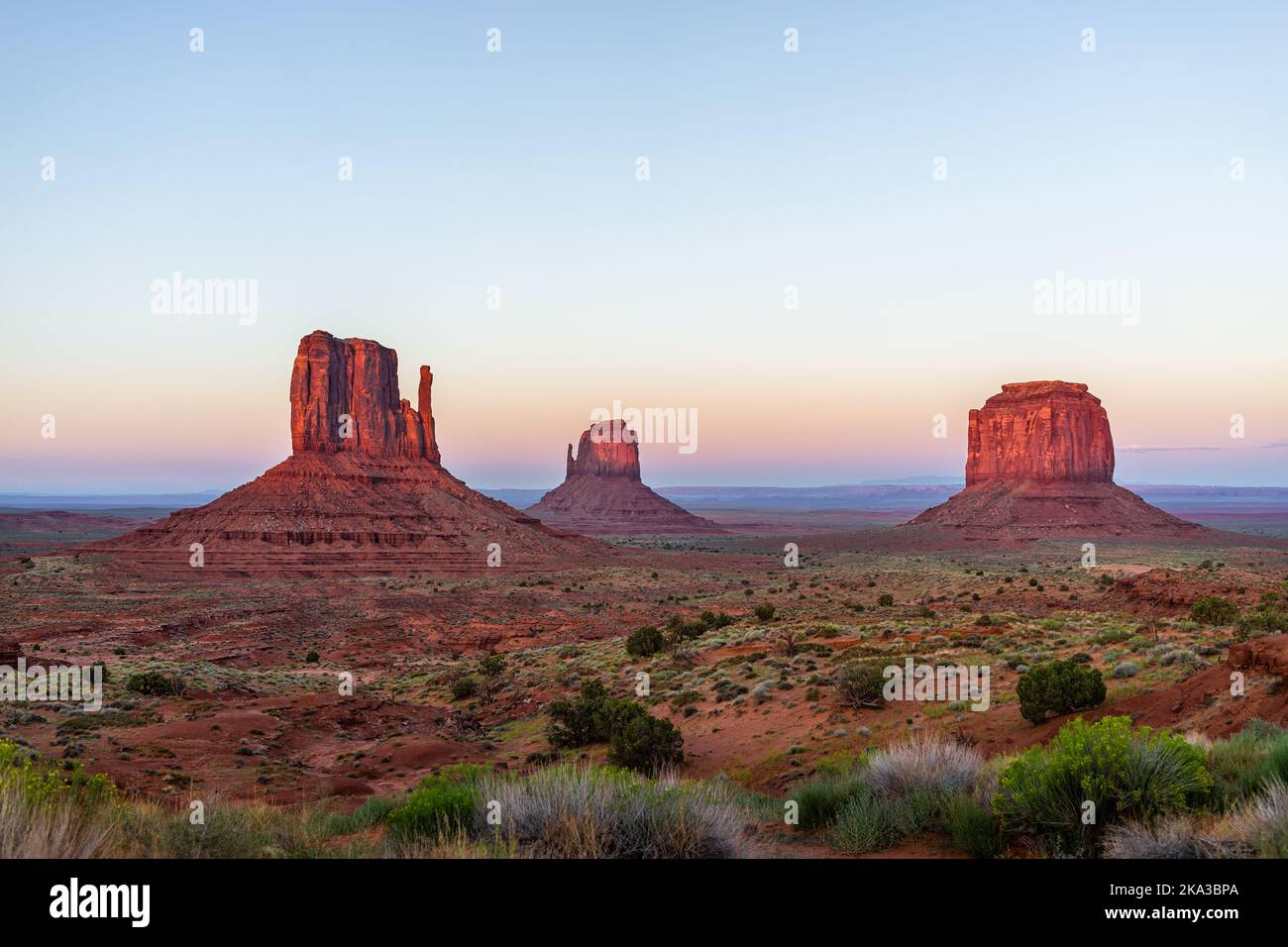 Monument Valley buttes famous view after sunset twilight dusk with ...