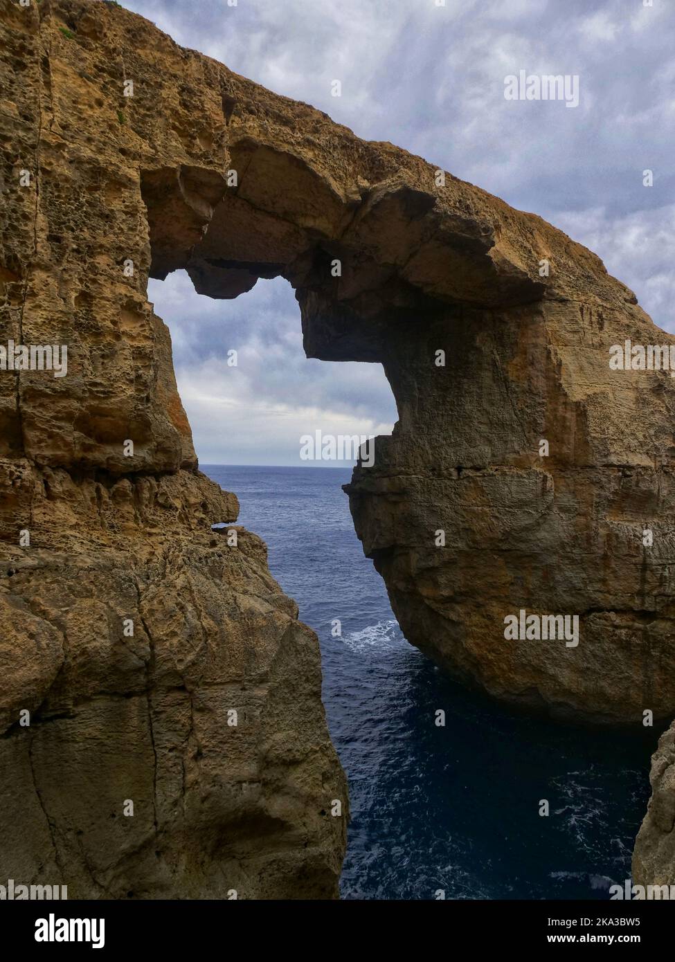 Wied-ul-Mielah natural rock window formation on Gozo Island in Malta ...