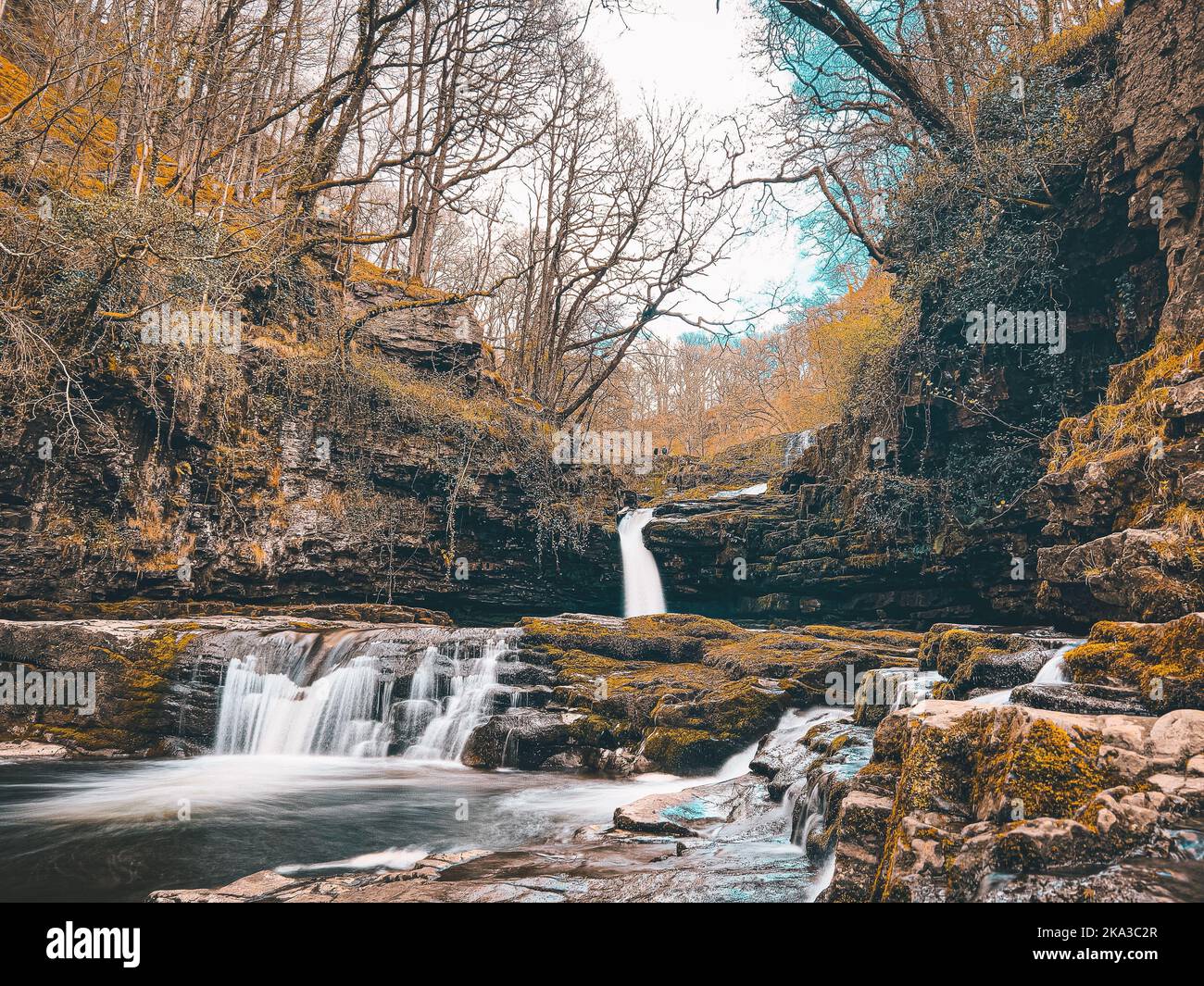 A natural landscape view of the Four Waterfalls Walk, the United ...