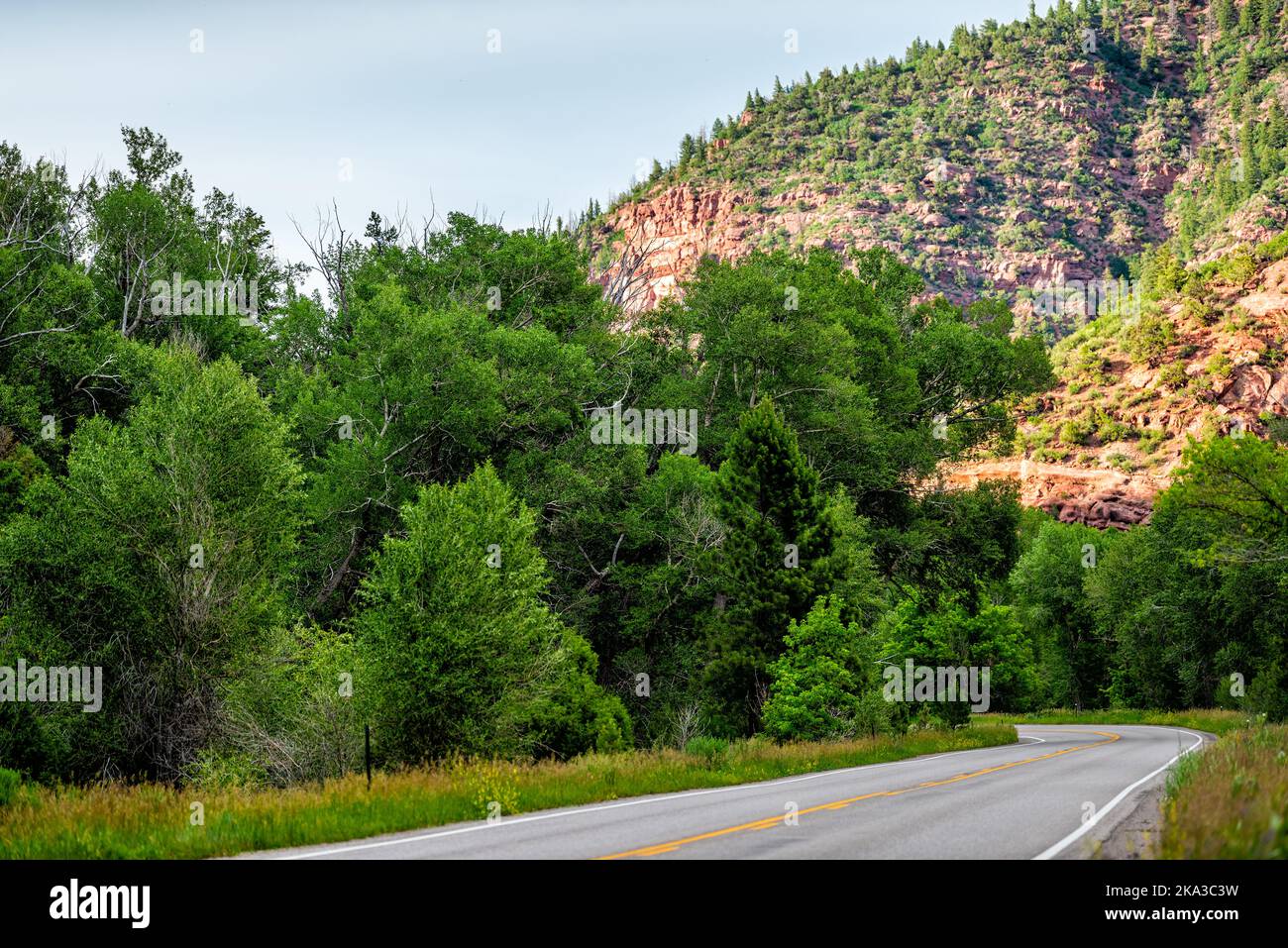 Rocky mountains red cliff from road Highway 133 in Redstone, Colorado ...