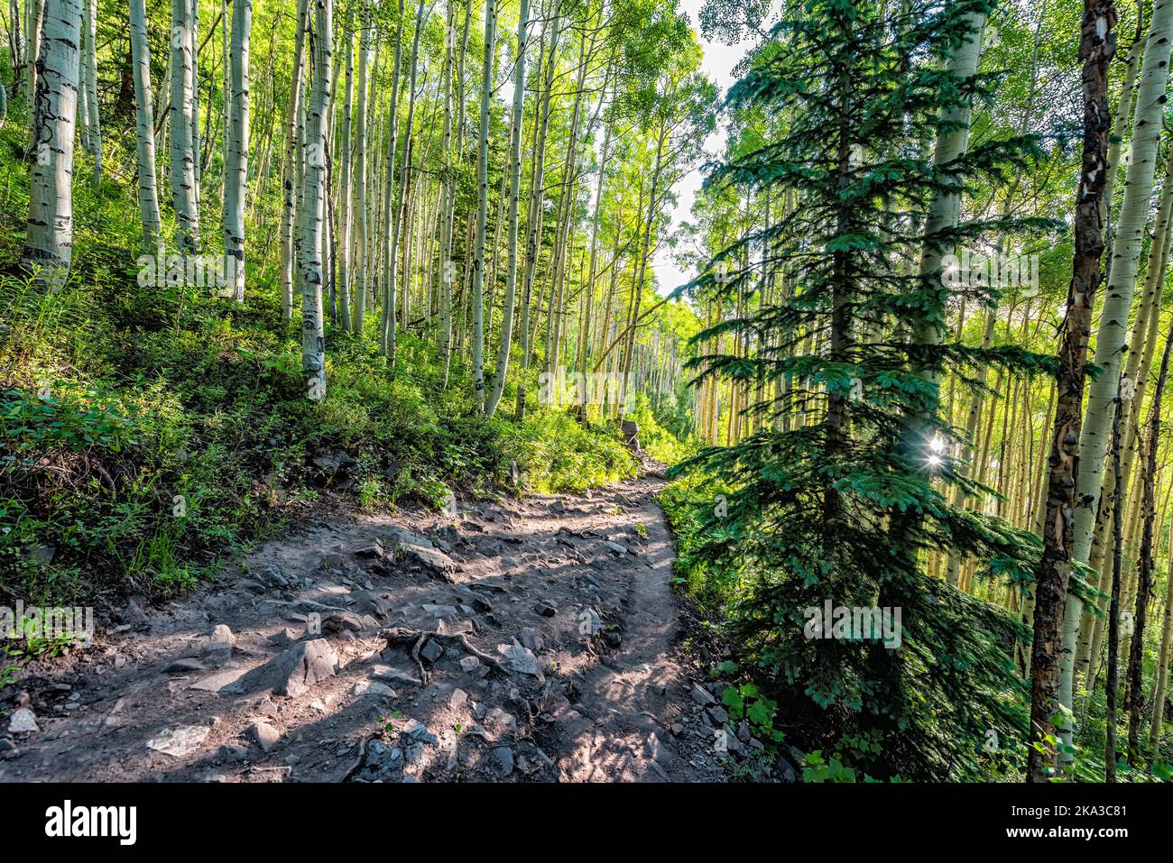 Crater lake hiking trail in Maroon Bells in Aspen, Colorado Rocky ...