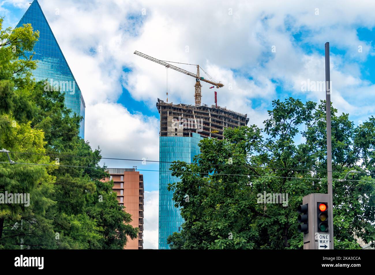 Dallas, Texas in USA downtown cityscape skyline with modern glass ...