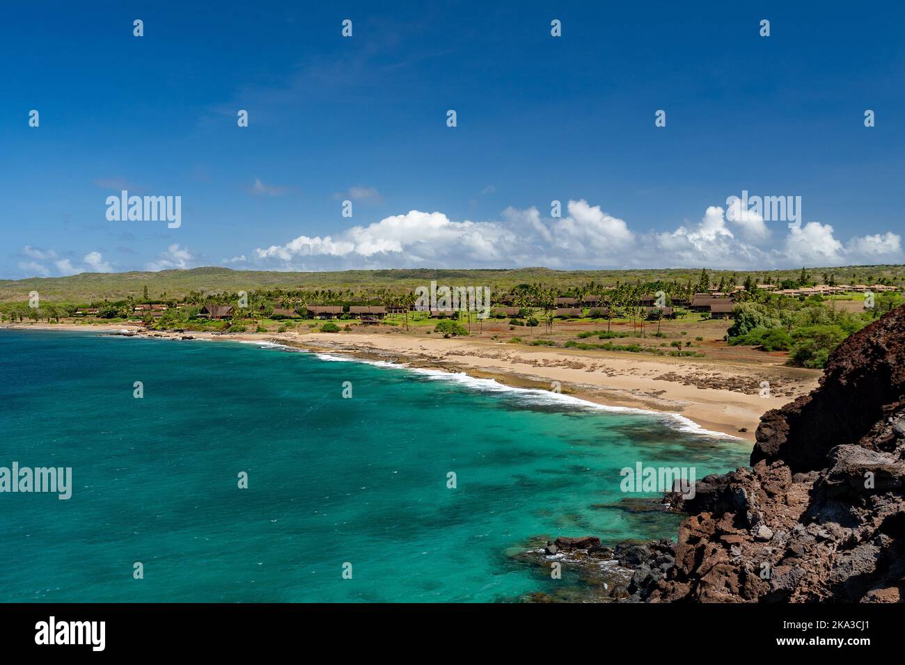 An old resort at Kepuhi Beach, Moloki, Hawaii, that has been converted ...