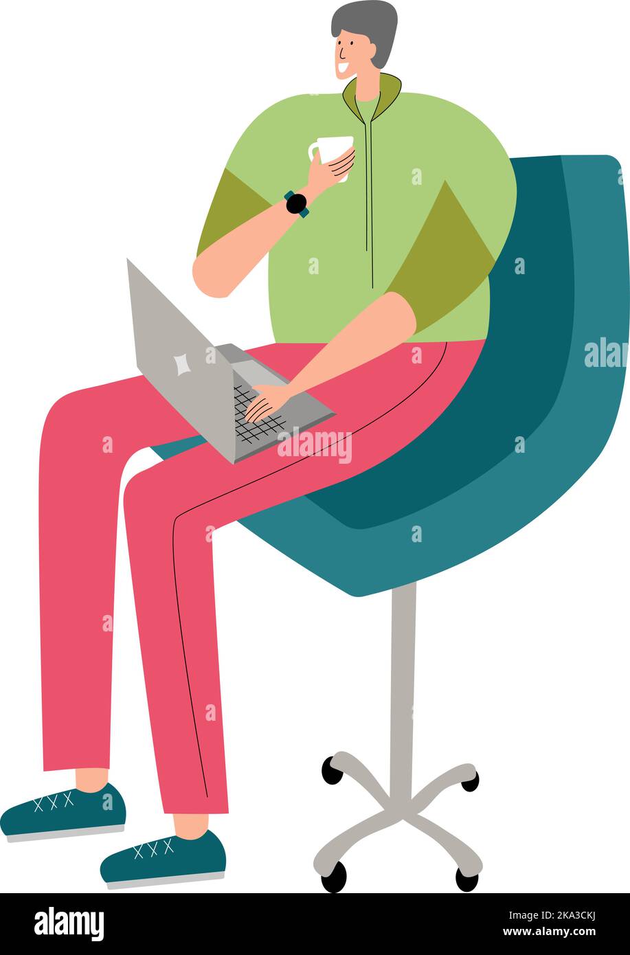 Man typing cartoon hi-res stock photography and images - Alamy