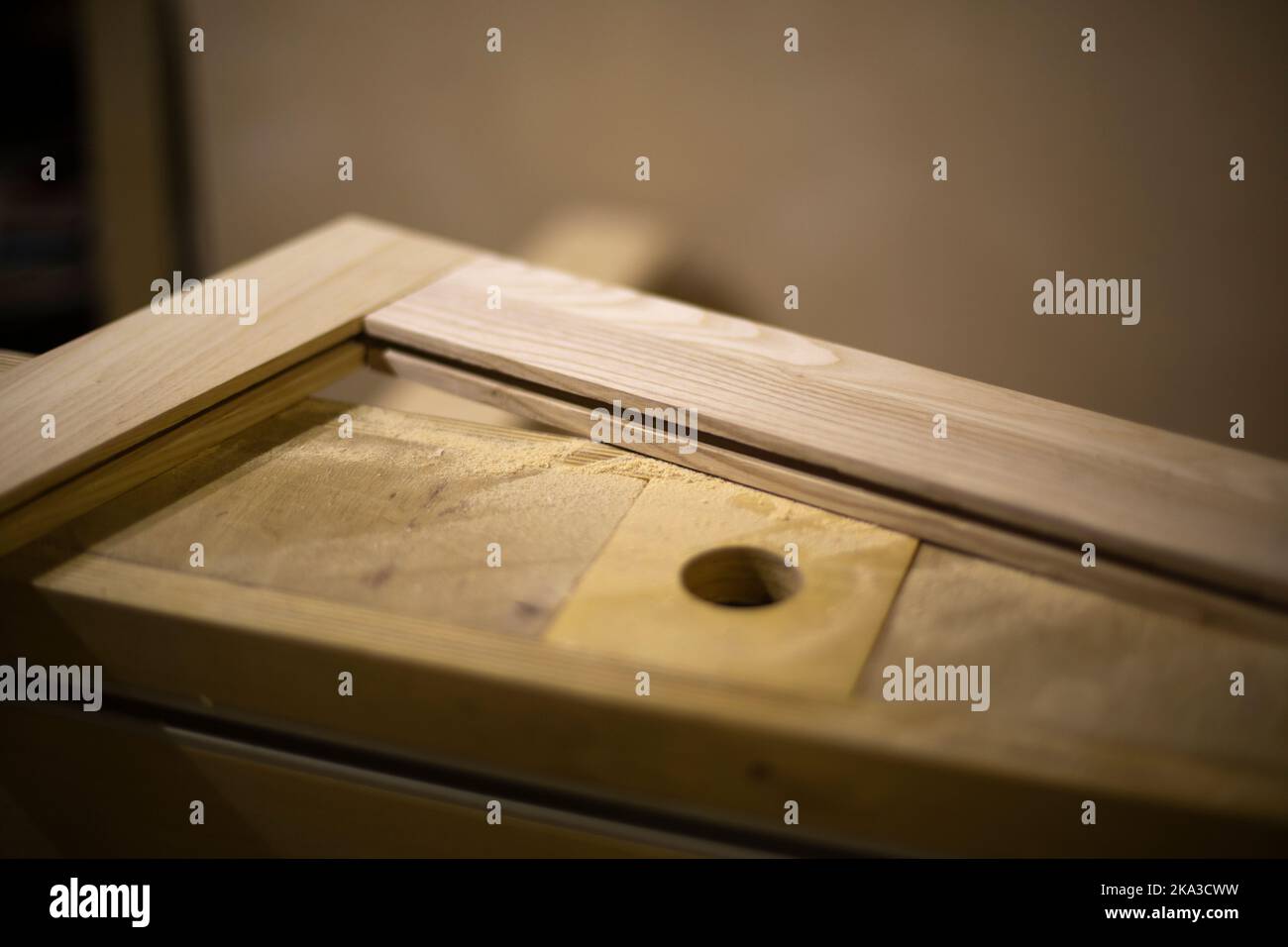 Manufacture of furniture in carpentry workshop. Board without ...