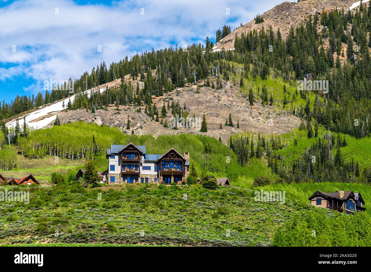 Mount Crested Butte, Colorado ski resort town city or village in summer ...