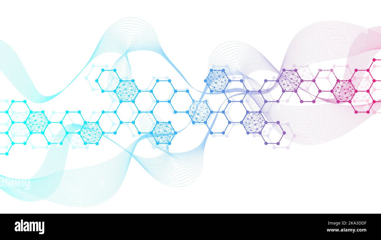 Modern health care abstract background with lines, dots and hexagons ...