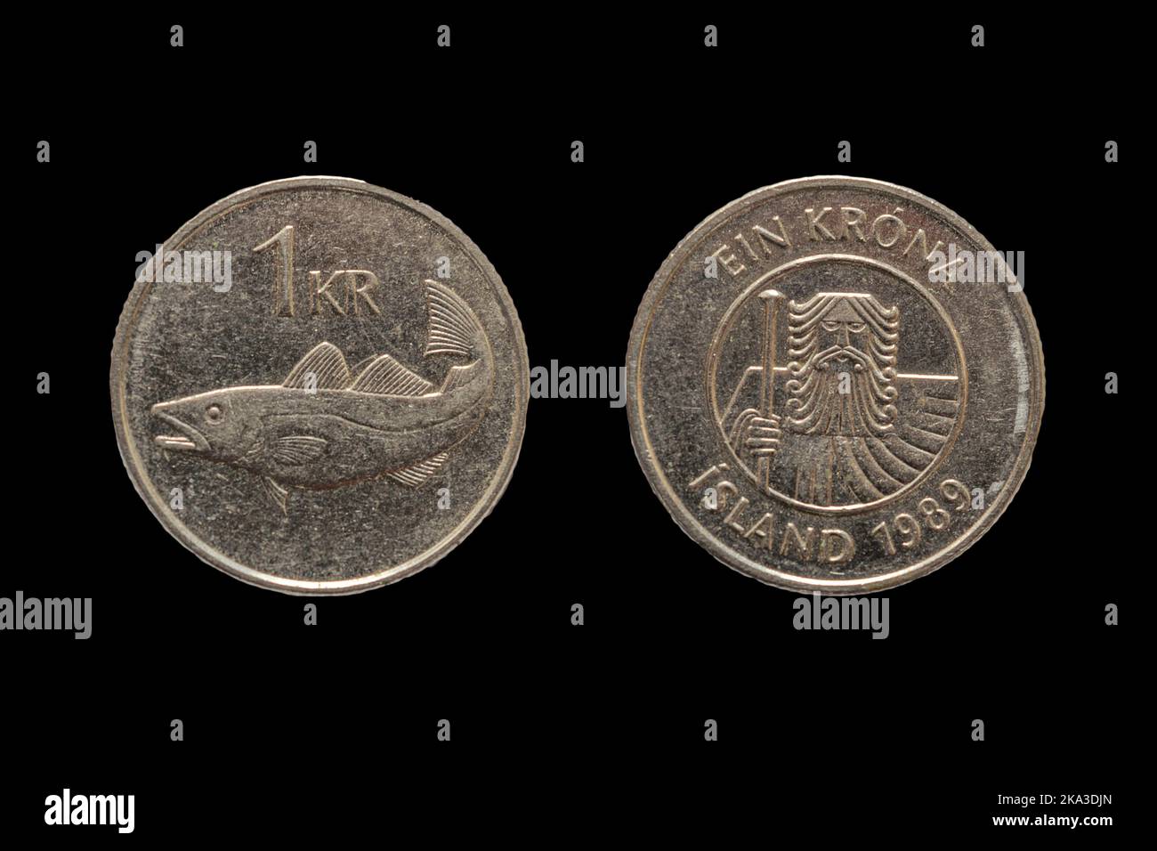 Icelandic krona coin obverse and reverse, currency of Iceland Stock ...