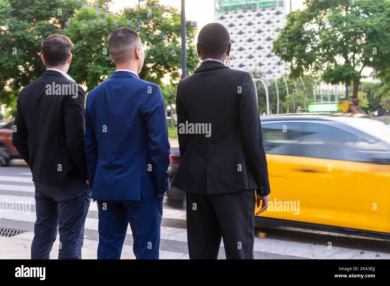 Back view of unrecognizable diverse businesspeople in formal clothes ...