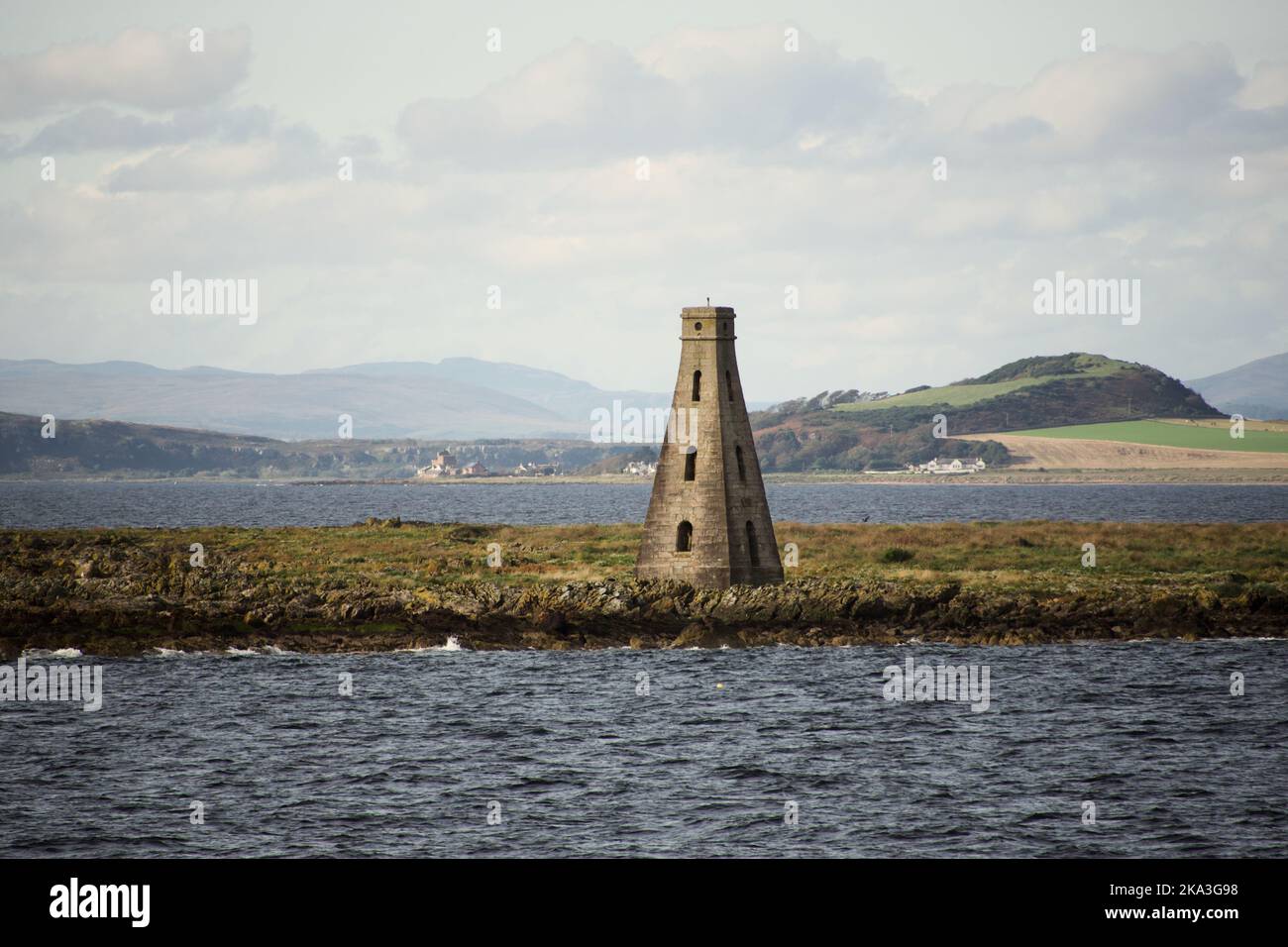 A Horse Isle beacon in the sea between Ardrossan and Brodick, Scotland ...