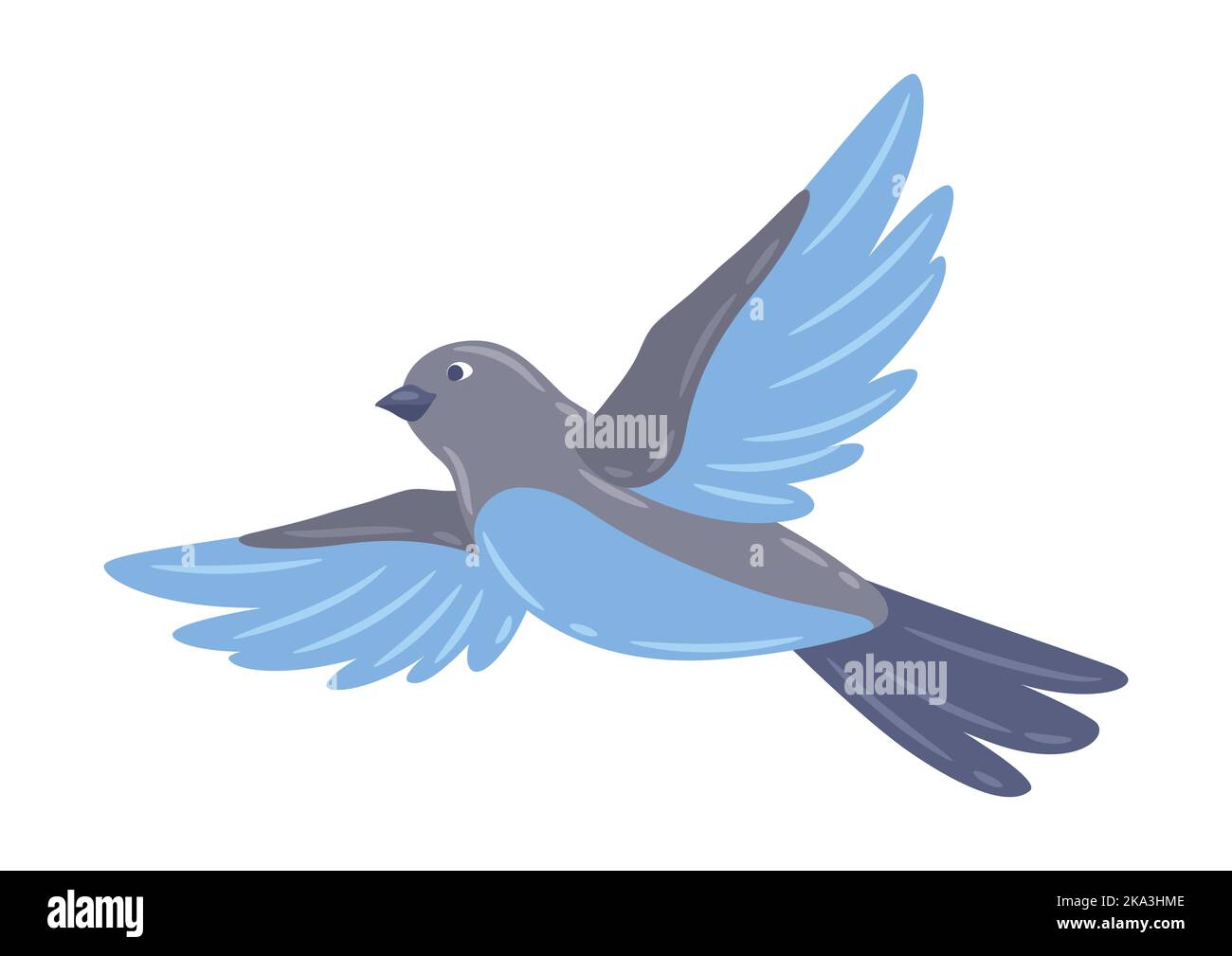 Illustration of cute flying bird. Image of birdie in simple style Stock ...