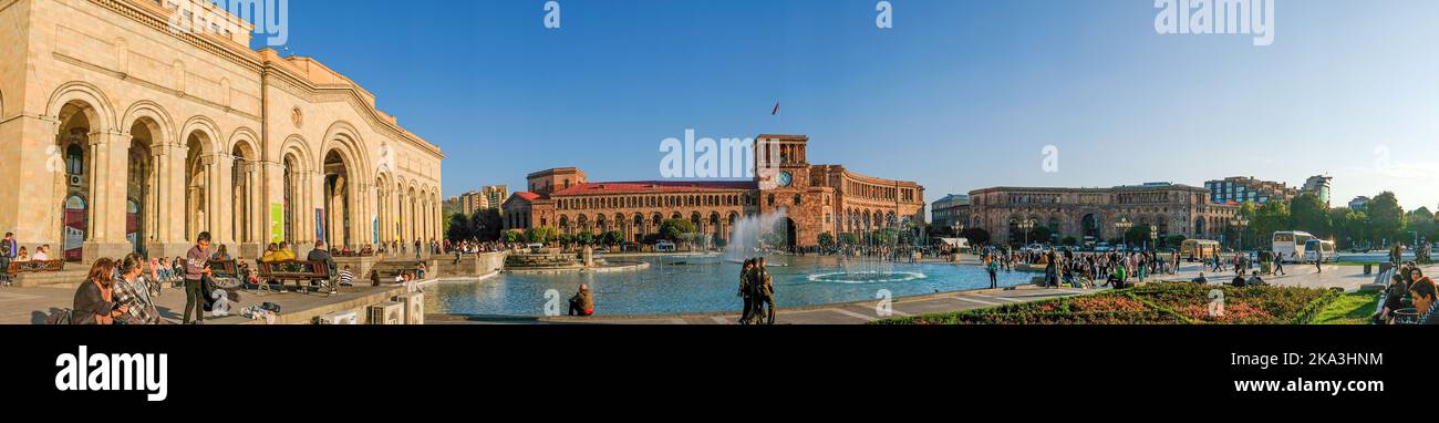 Yerevan, Armenia, October 23rd, 2022. Beautiful sunset light on ...